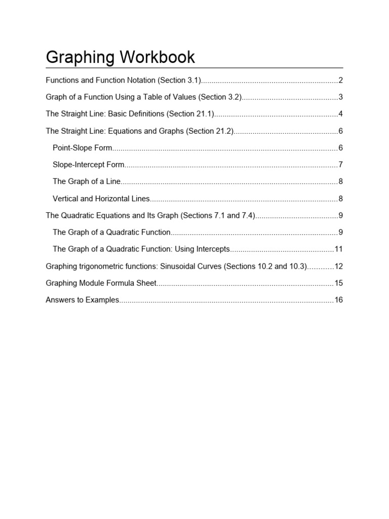 Graphing Workbook | PDF | Function (Mathematics) | Line (Geometry)