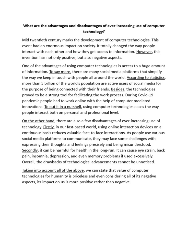 Computer Technologies Pros and Cons | PDF