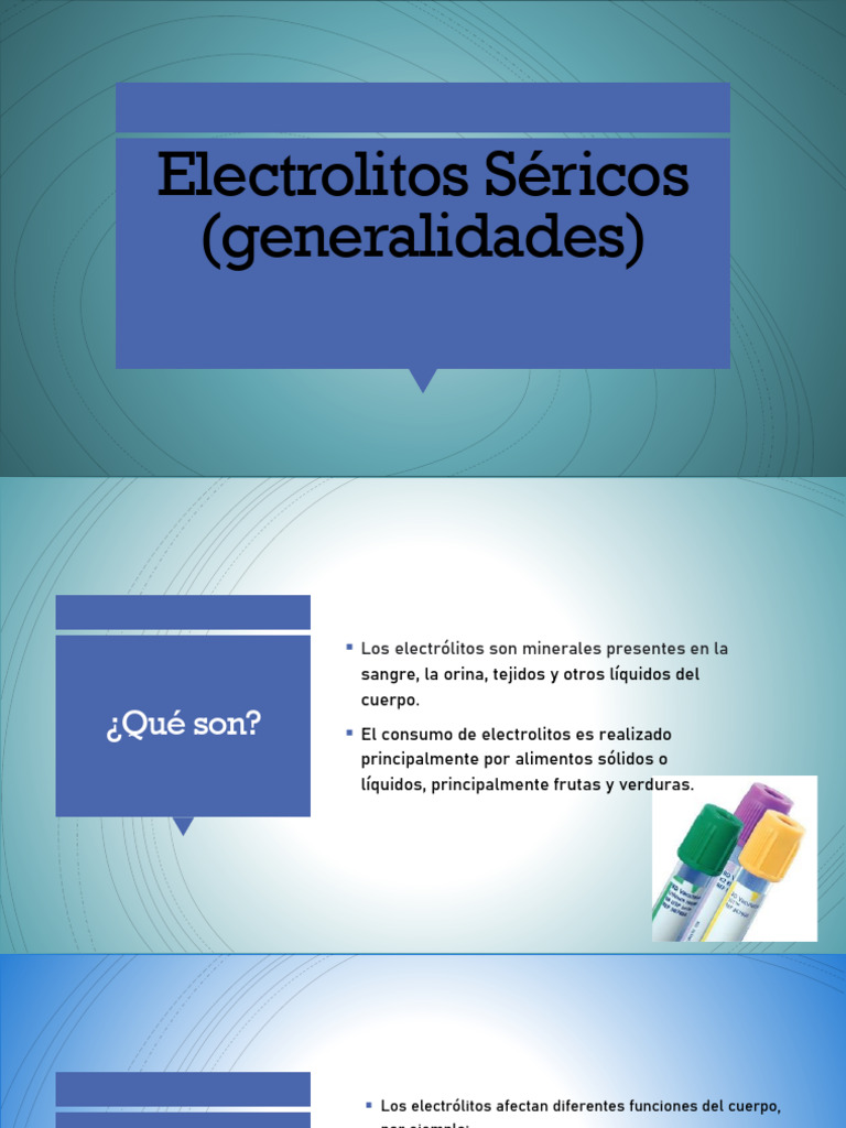 Electrolitos Séricos: Funciones y Valores | PDF | Electrólito | Calcio