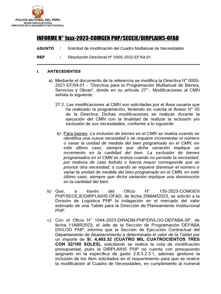 Informe Modificacion CMN Modelodocx | PDF