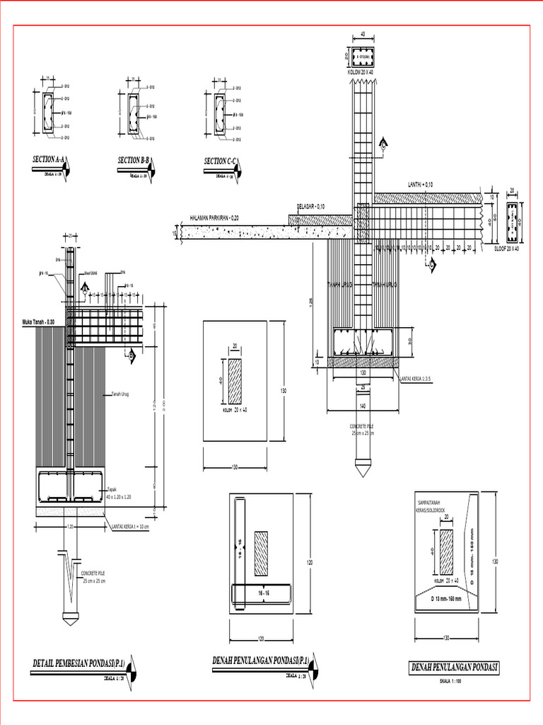Detail Pondasi Tapak Autocad File Dwg-Model | PDF