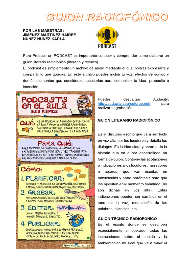 Podcast Guion Radiofónico Literario y Técnico | PDF | Radiodifusión | Podcast