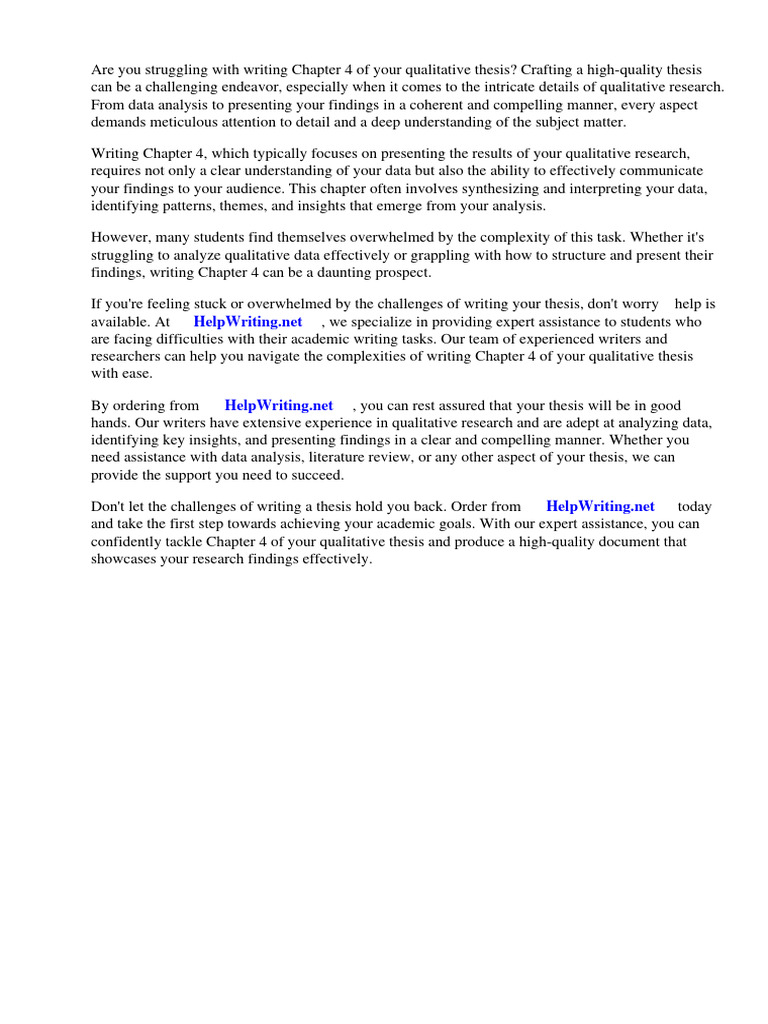 Chapter 4 Thesis Example Qualitative | PDF | Qualitative Research ...