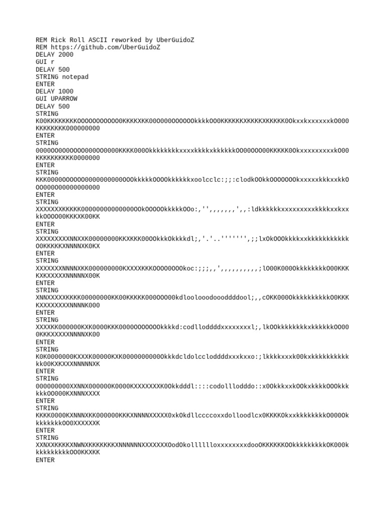 ASCII Art Script for Notepad | PDF