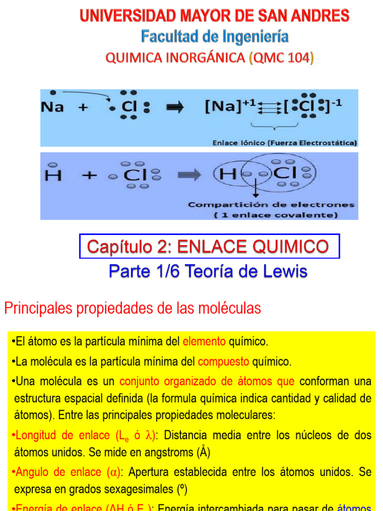 2 ENLACE QUIMICO. Parte 1 Teoría de Lewis | PDF | Enlace químico ...