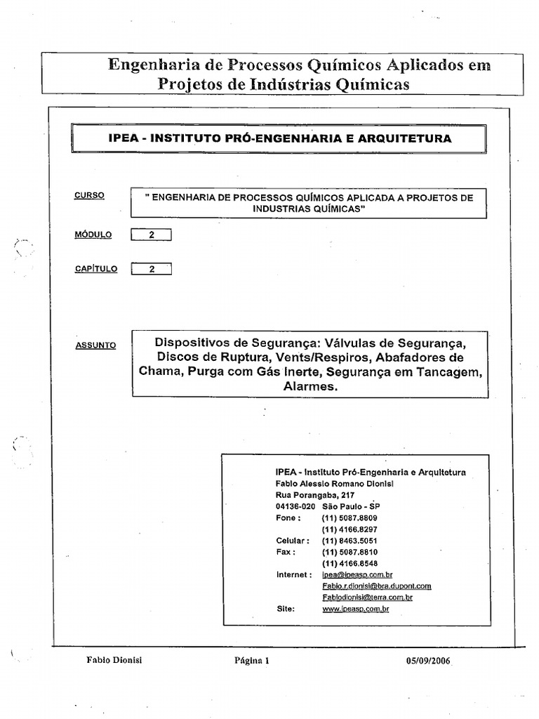 Dispositivos de Seguranca - PSV, PRV, PRD, Etc | PDF