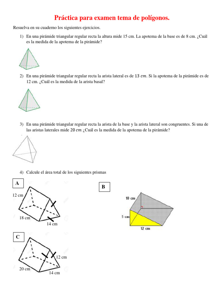 Practica para Examen Tema de Poligonos | PDF