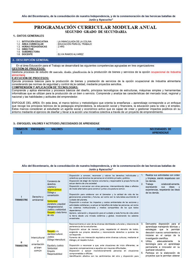 Programacion Anual 2º 2019 Ept Vi Ciclo | PDF