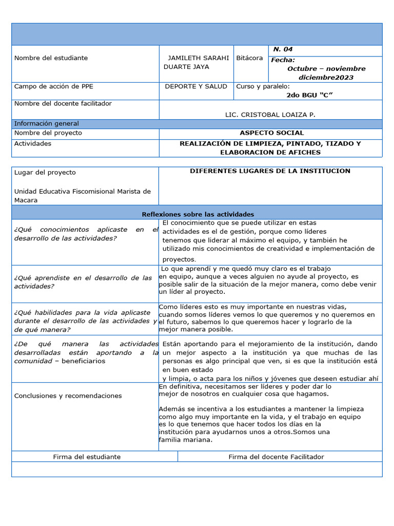 Bitacora 04 Sarahi Duarte | PDF | Crecimiento personal y profesional