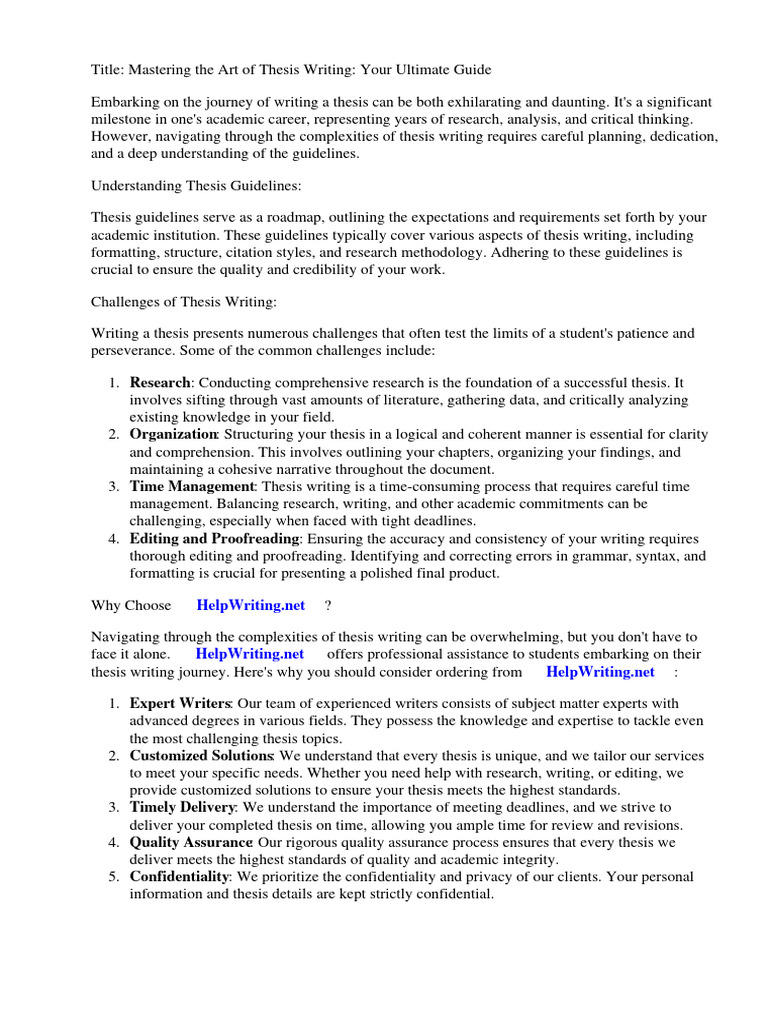 Thesis Guidelines | PDF | Thesis | Expert