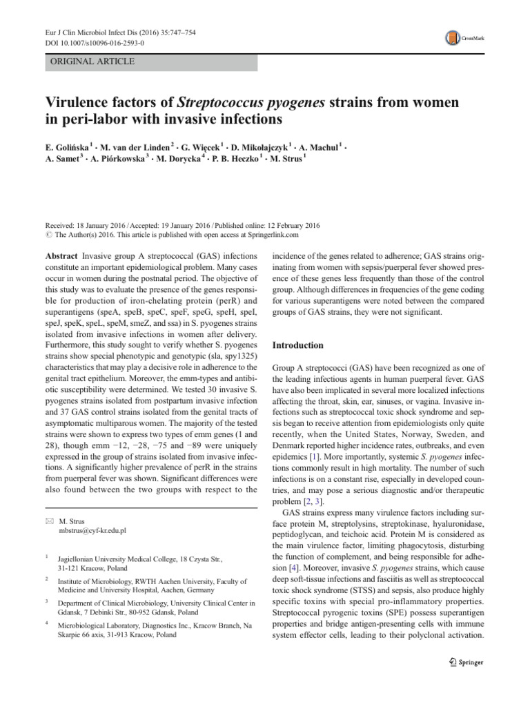 Virulens Factor of S Pyogenes | PDF | Streptococcus | Infection
