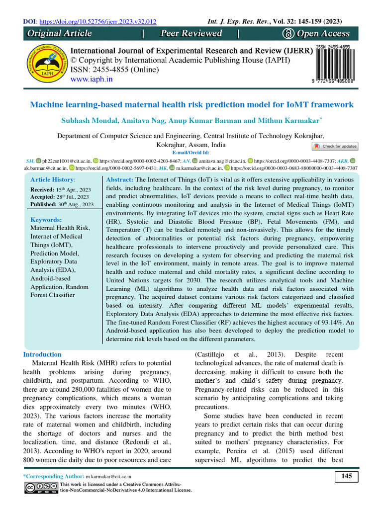 Machine Learning-Based Maternal Health Risk Predic | PDF | Machine ...