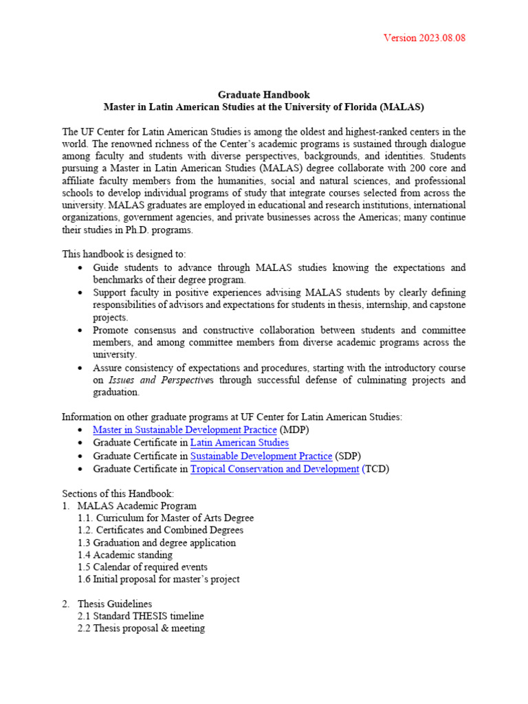 2023 MALAS Graduate Handbook | PDF | Thesis | Methodology