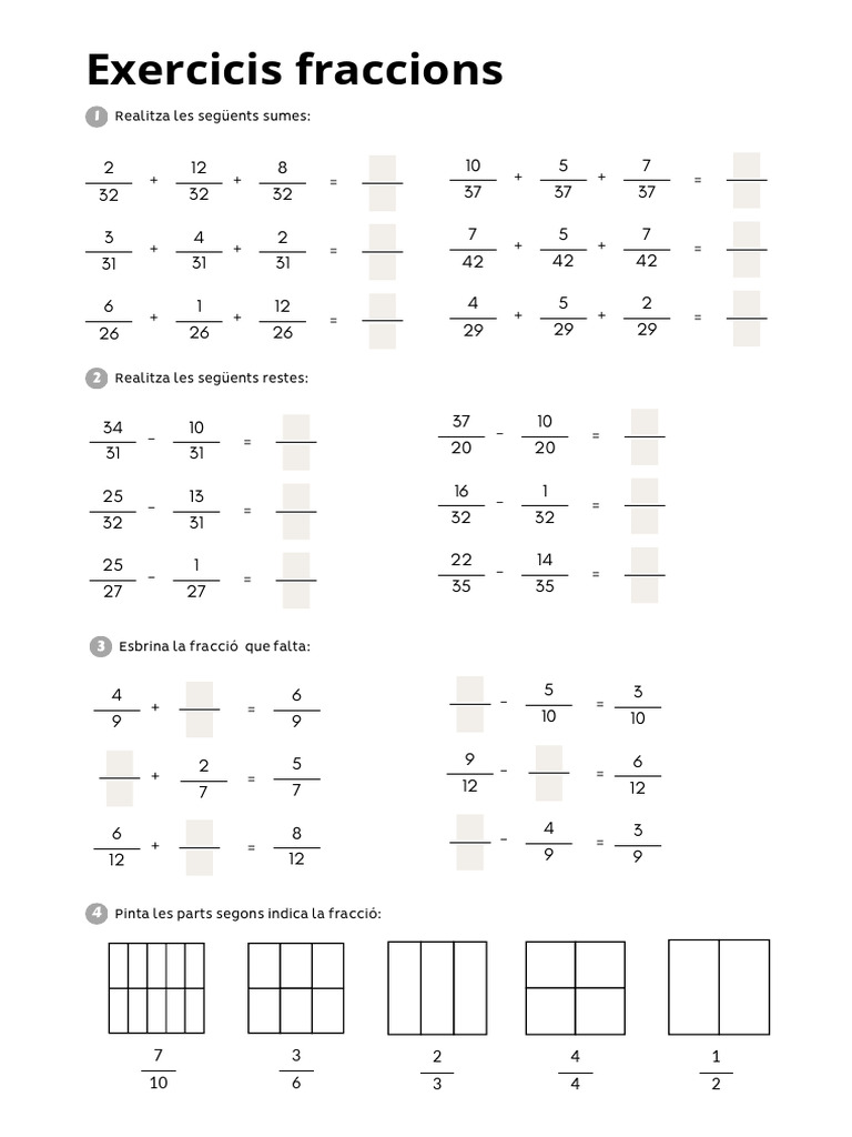 Exercicis Fraccions | PDF