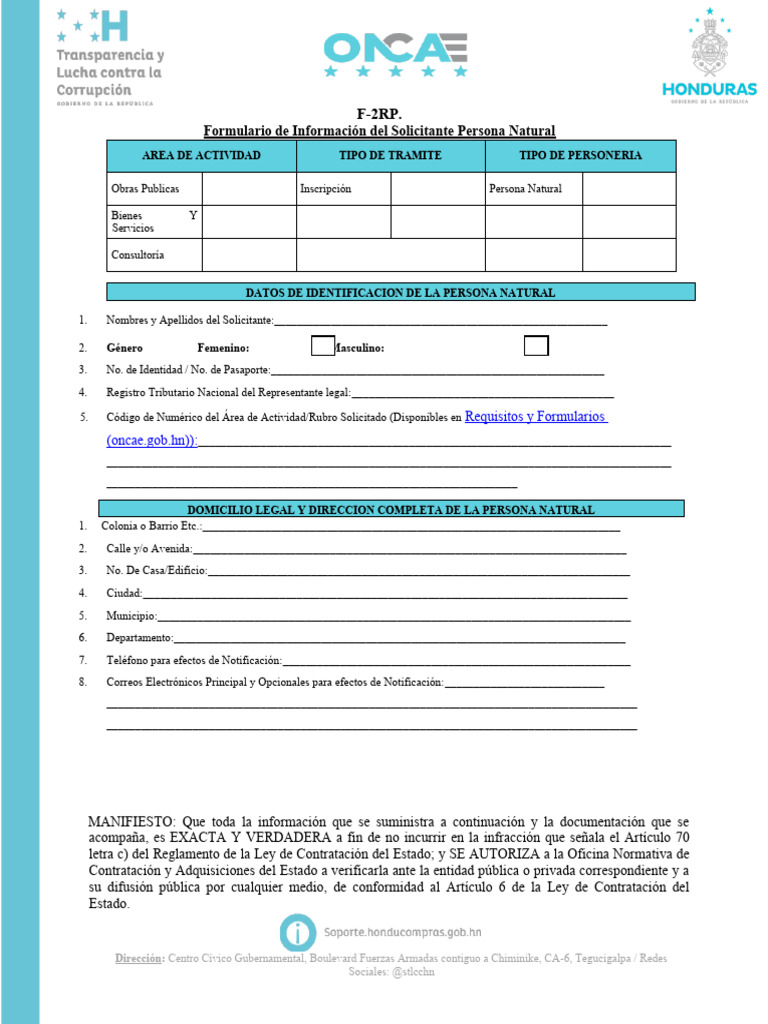 Formulario F-2RP Persona Natural | PDF