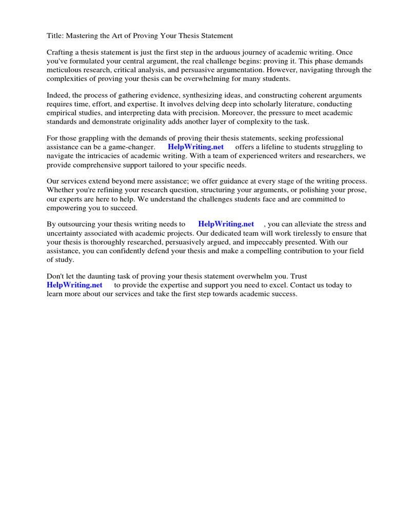 How To Prove Your Thesis Statement | PDF | Art
