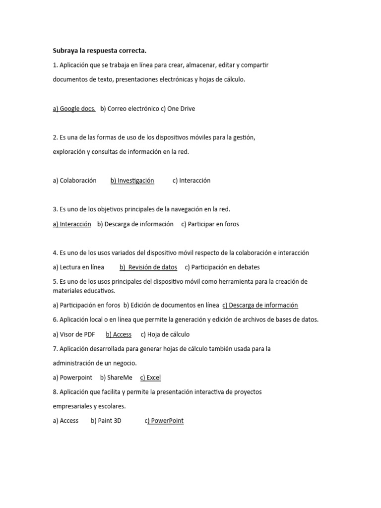 Subraya La Respuesta Correcta P | Descargar gratis PDF | Software de la ... Subraya La Respuesta Correcta P | Descargar gratis PDF | Software de la ...