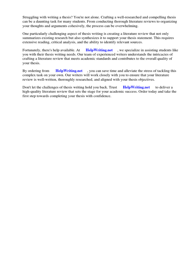 Sample Literature Review Thesis | PDF | Thesis | Expert