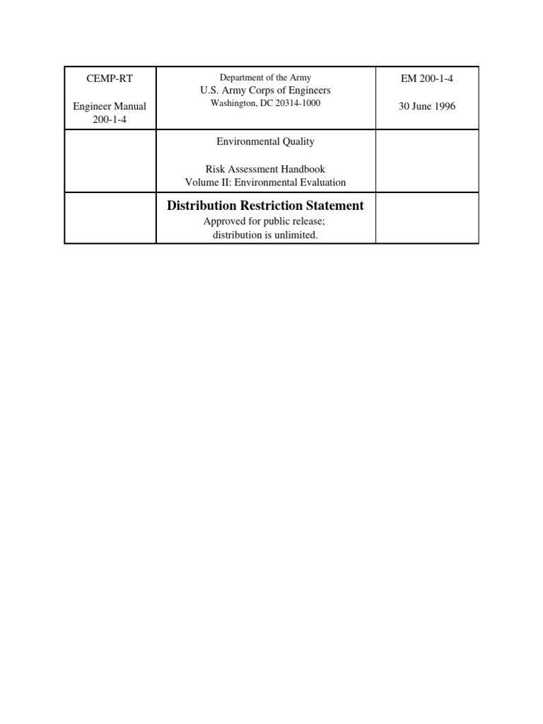 US Army 1996 Risk Assessment Handbook.vol2.Environmental Evaluation | PDF US Army 1996 Risk Assessment Handbook.vol2.Environmental Evaluation | PDF