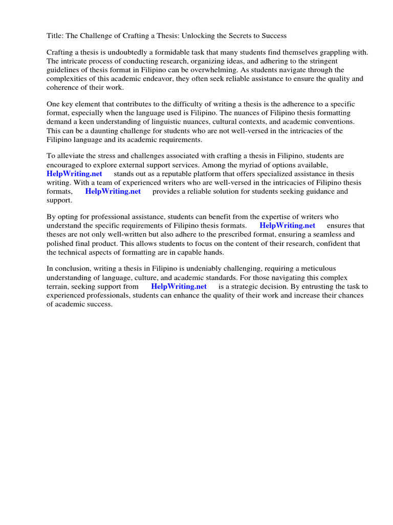 Thesis Format Sample in Filipino | PDF | Tagalog Language | Human Communication