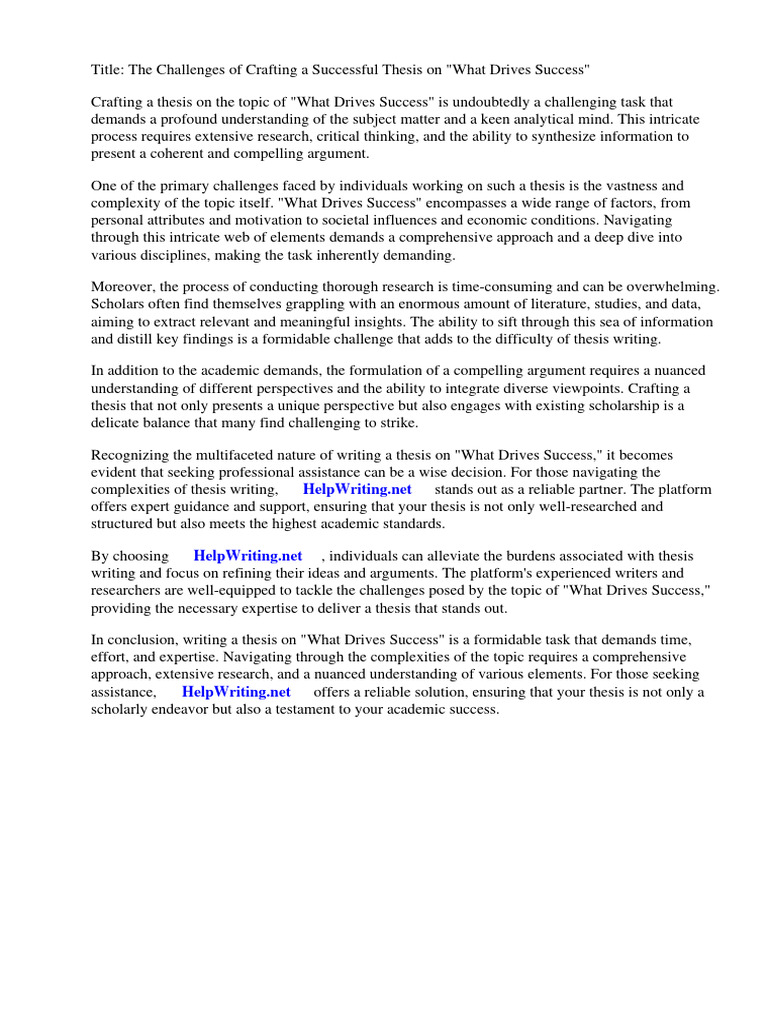 What Drives Success Thesis | PDF | Business | Art