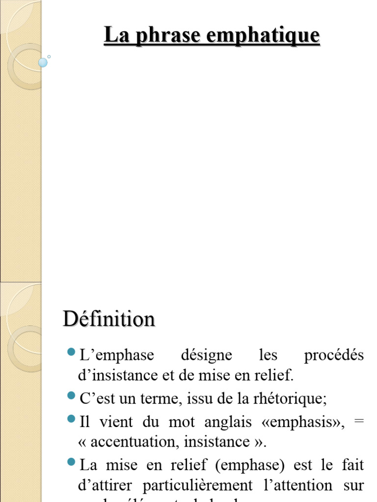 La phrase emphatique en français | PDF | Phrase | Pronom