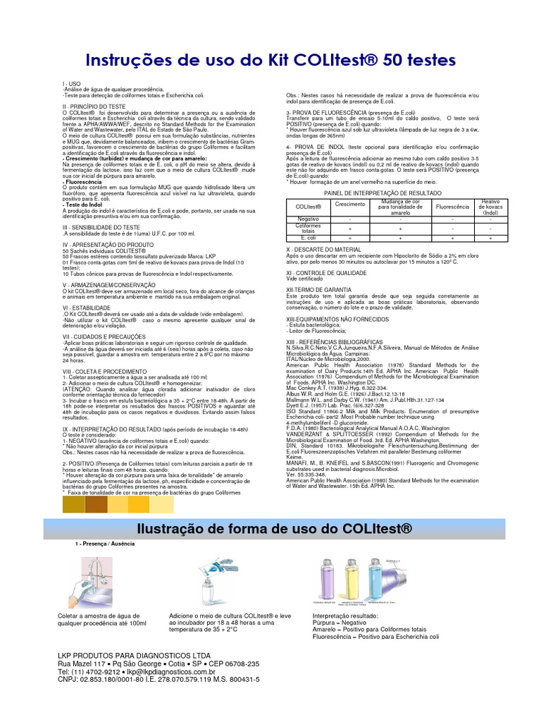 BULA KIT COLITEST Com 50 Testes - FOLHA UNICA | PDF