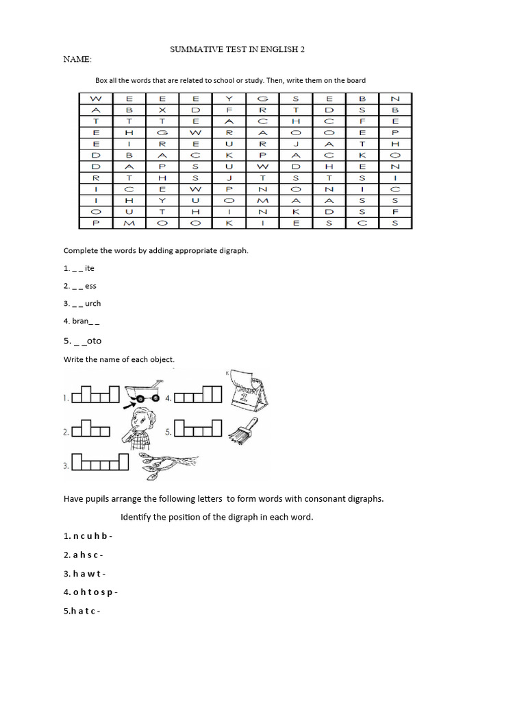 English 2 Summative Test Activities | PDF