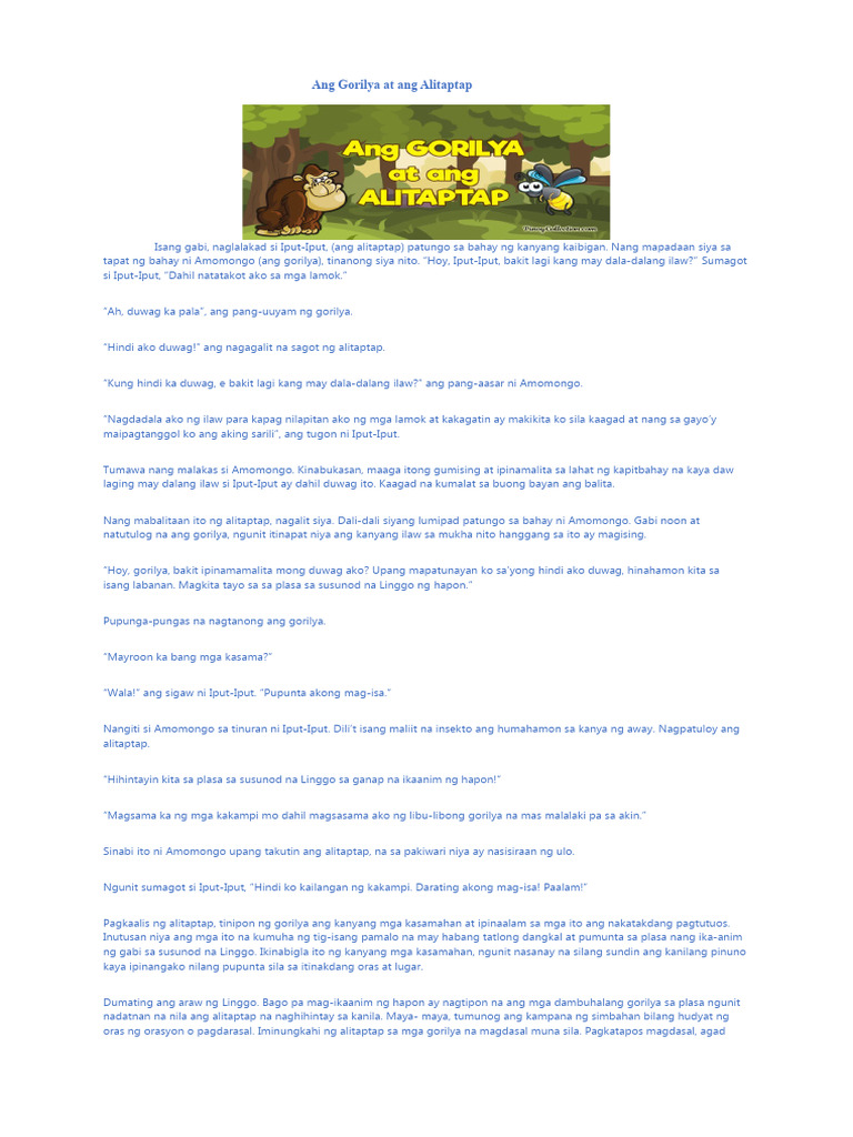 Ang Gorilya at Ang Alitaptap | PDF