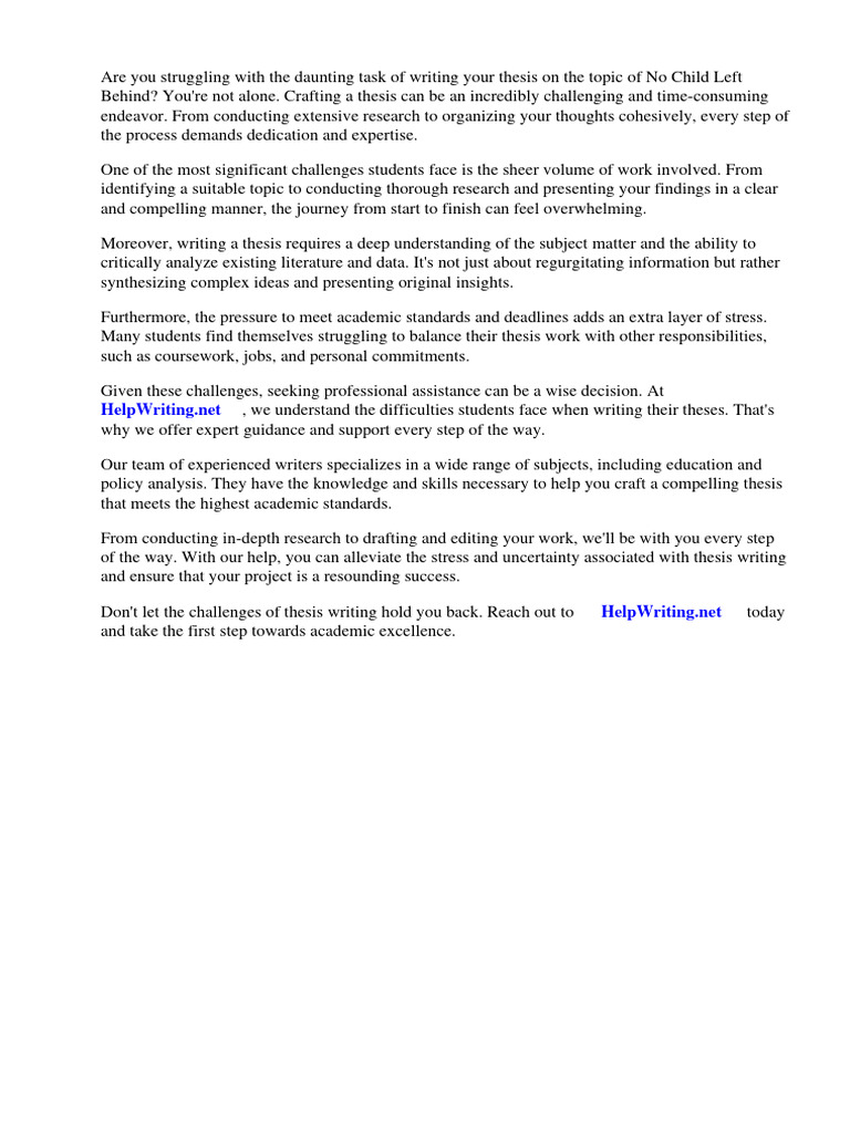 Thesis No Child Left Behind | PDF