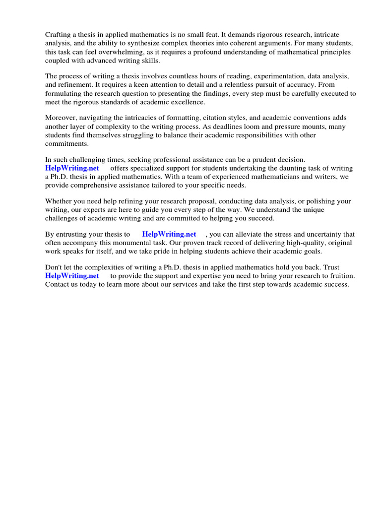 Applied Mathematics PHD Thesis | PDF | Mathematics | Thesis