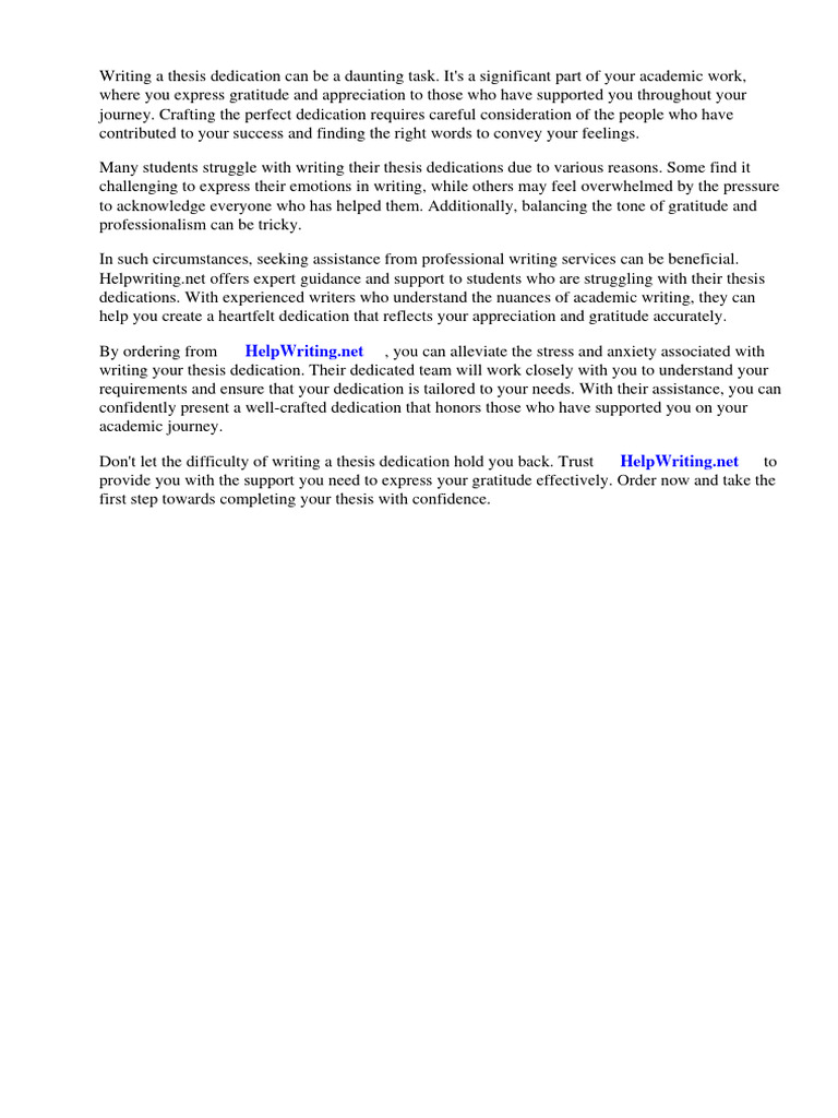 Thesis Dedication | PDF | Thesis | Essays Thesis Dedication | PDF | Thesis | Essays