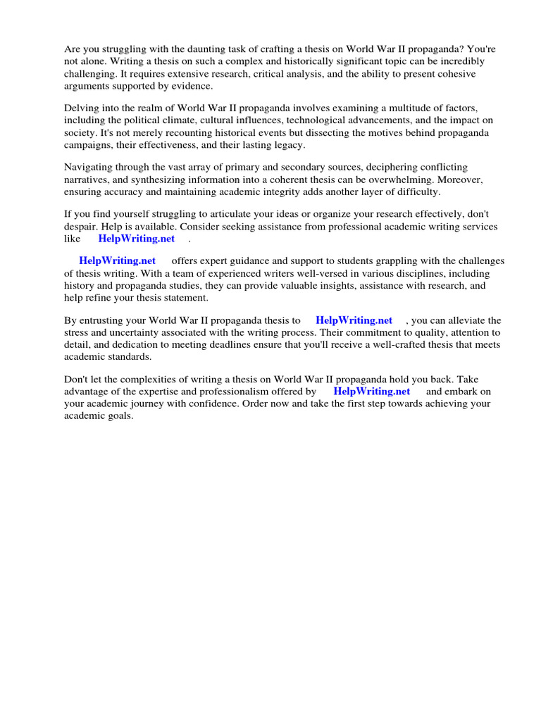 Ww2 Propaganda Thesis | PDF