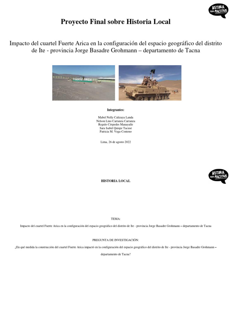 Proyecto General Impacto Cuartel Fuerte Arica | PDF | Metodología de encuesta | Evaluación