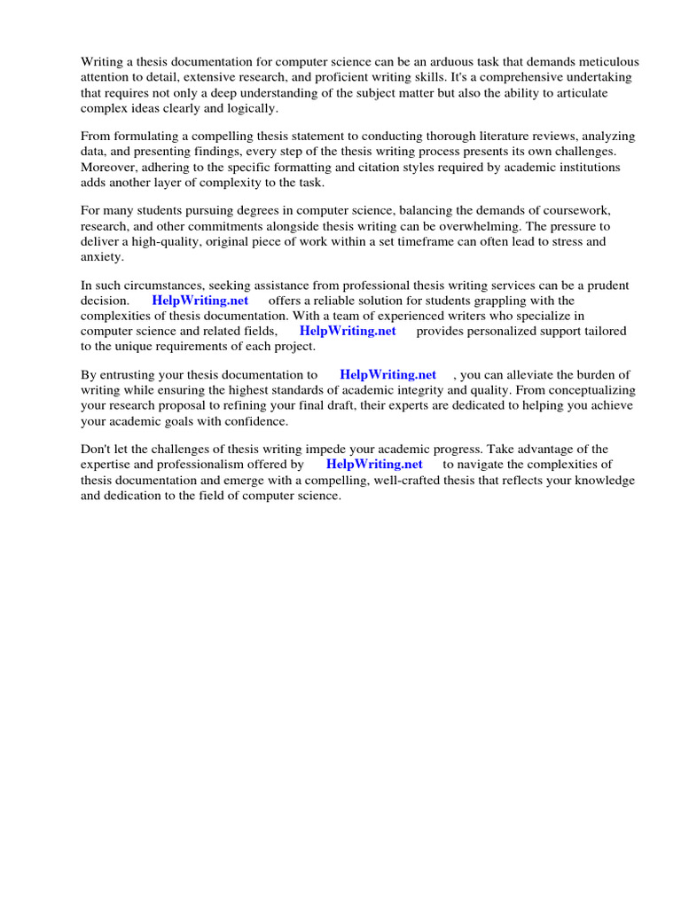 Thesis Documentation For Computer Science | PDF Thesis Documentation For Computer Science | PDF
