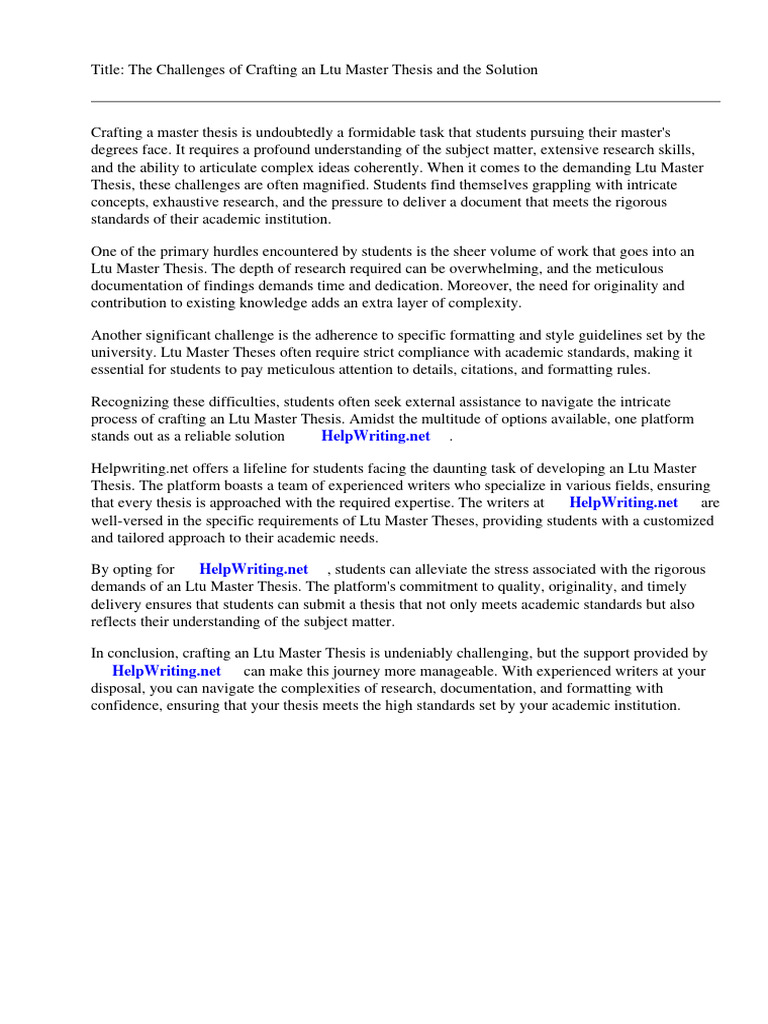 Ltu Master Thesis | Download Free PDF | Thesis | Martin Luther