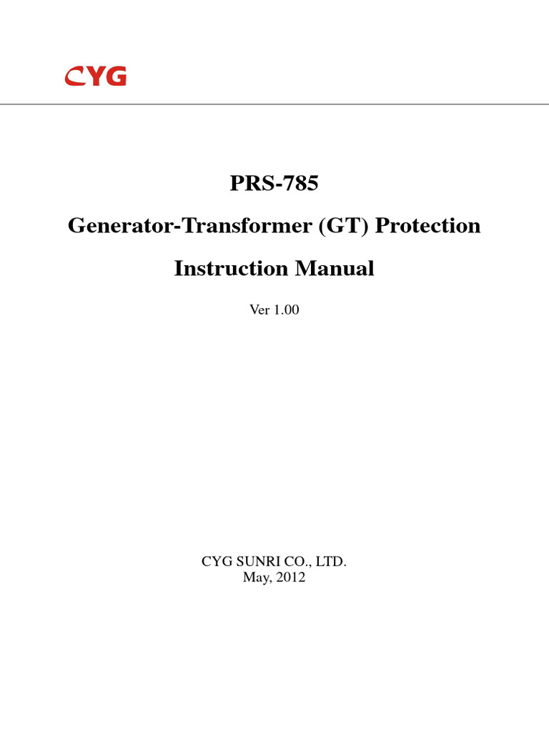 PRS-785 Generator-Transformer (GT) Protection Instruction Manual | Download Free PDF | Electric ...