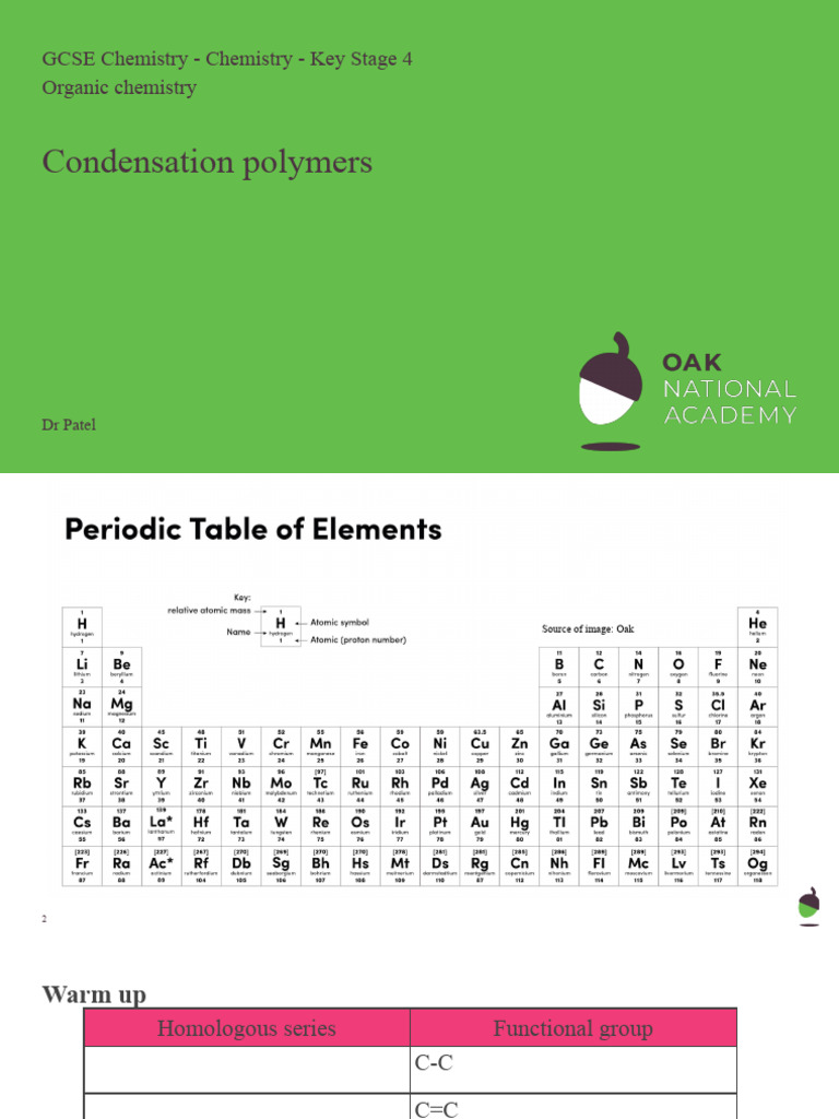 GCSE Chemistry: Condensation Polymers | PDF