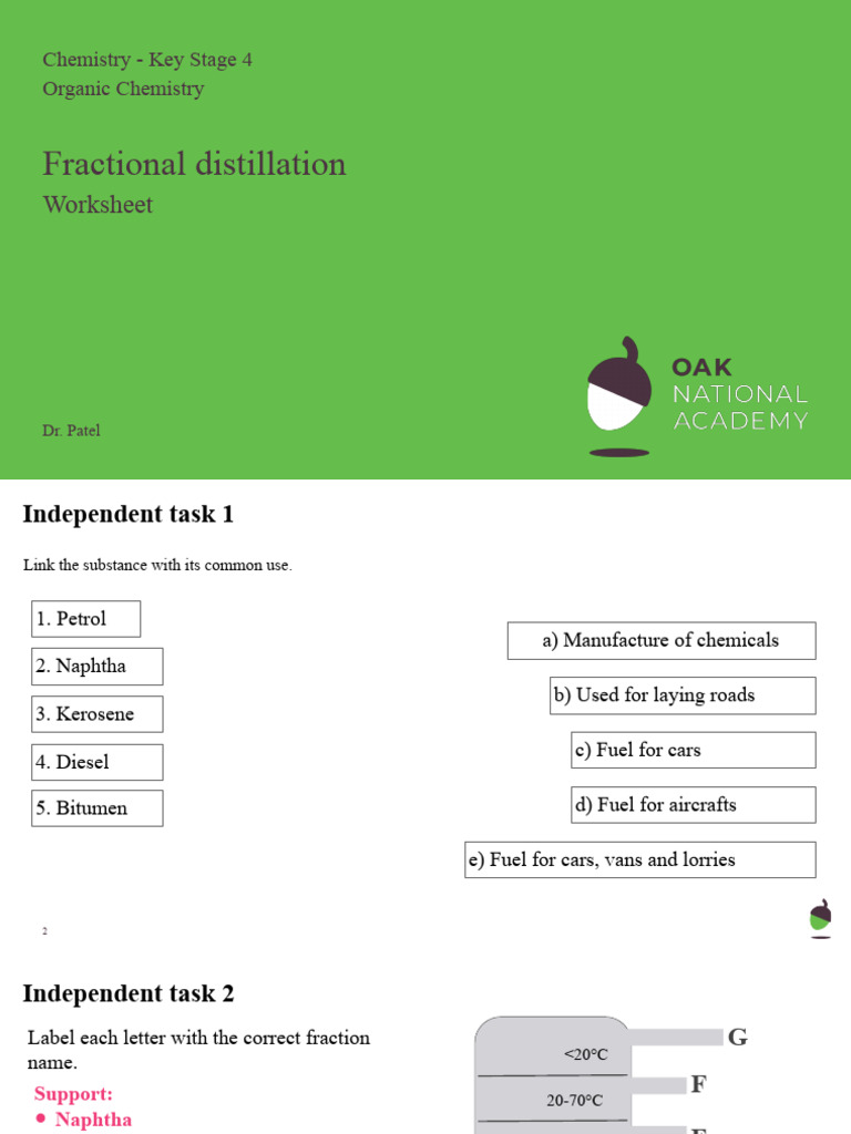 Fractional Distillation - Worksheet | PDF | Petroleum | Kerosene