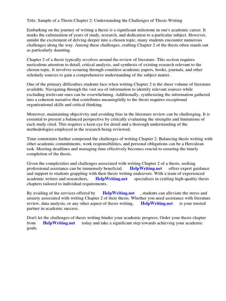 Sample of a Thesis Chapter 2 | PDF