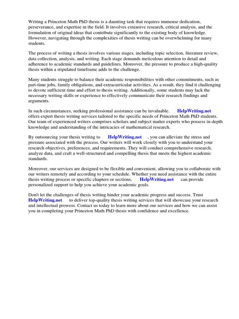 Princeton Math Phd Thesis | PDF | Mathematics | Thesis