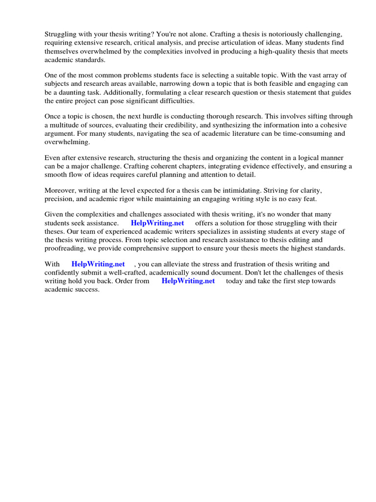 Thesis Writing Problems | PDF