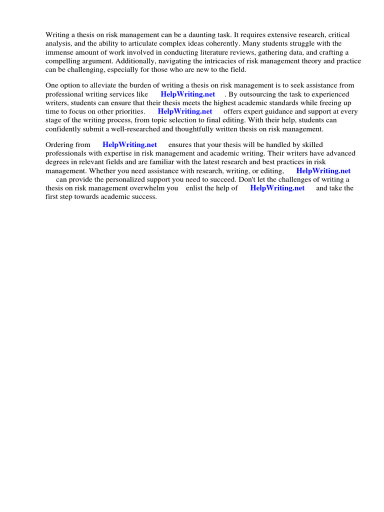 Risk Management Thesis PDF | PDF