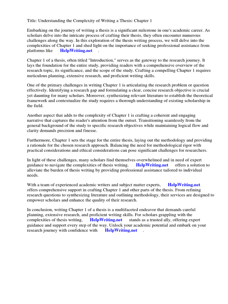 Thesis Parts Chapter 1 | PDF