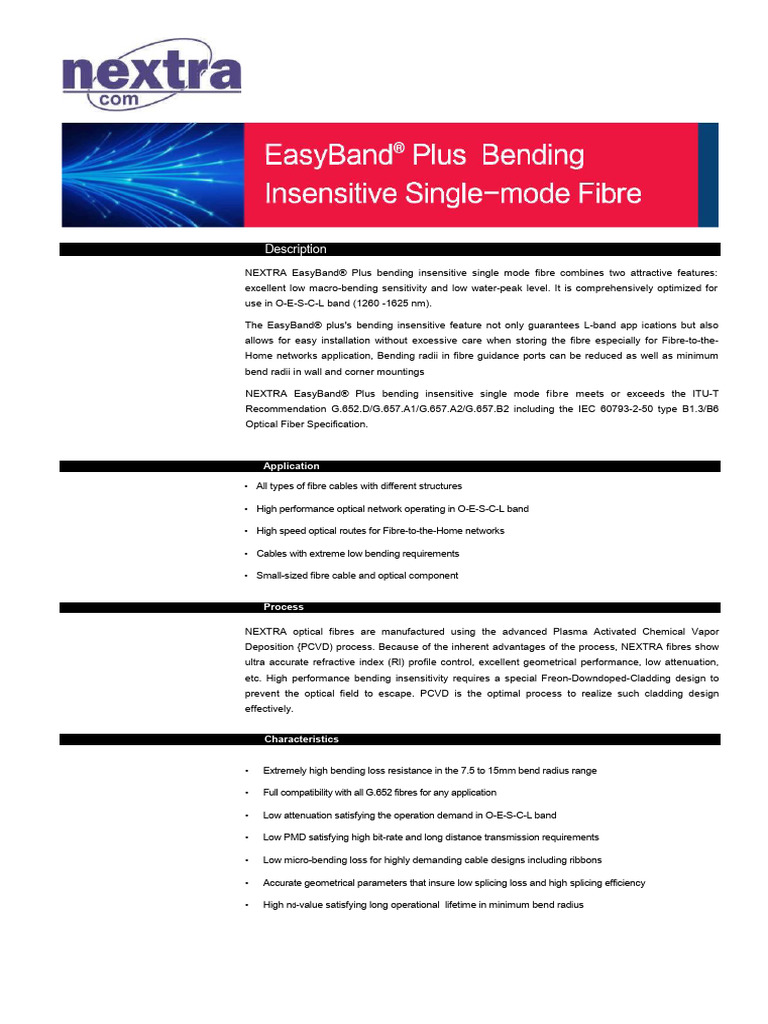 Nextra SMfiber G657 A2 | PDF | Optical Fiber | Electrodynamics