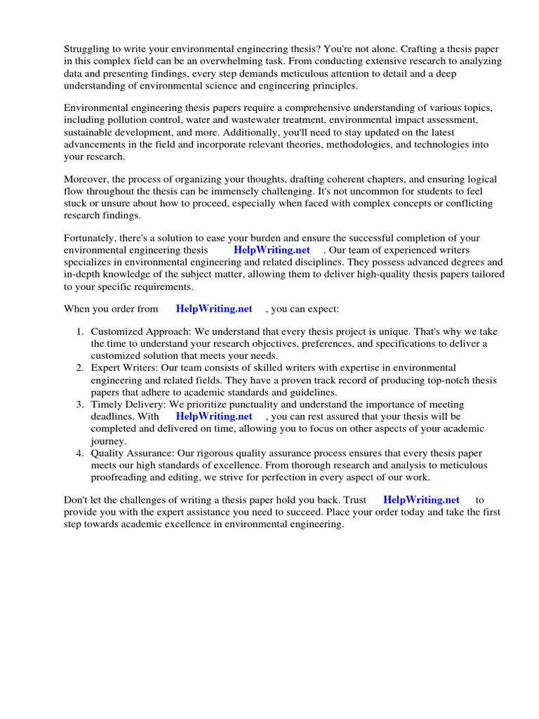Thesis Help for Environmental Engineering | PDF | Sewage Treatment | Natural Environment