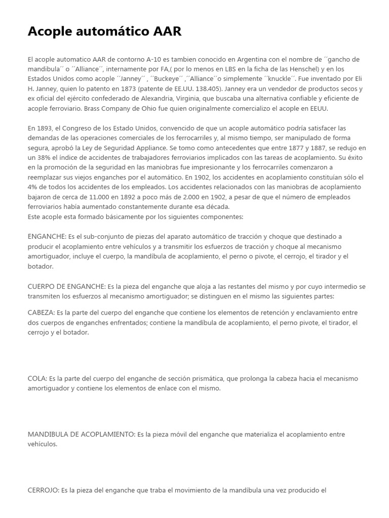 Acople Automático MANDIBULA AAR | PDF