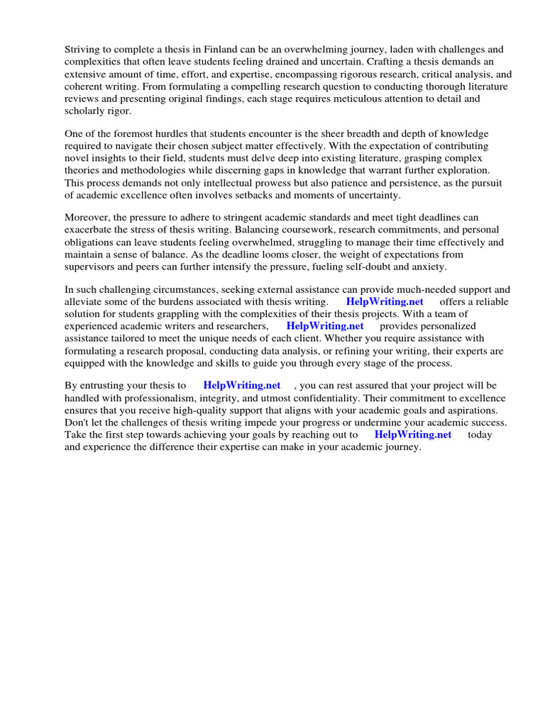 Thesis Work in Finland | PDF