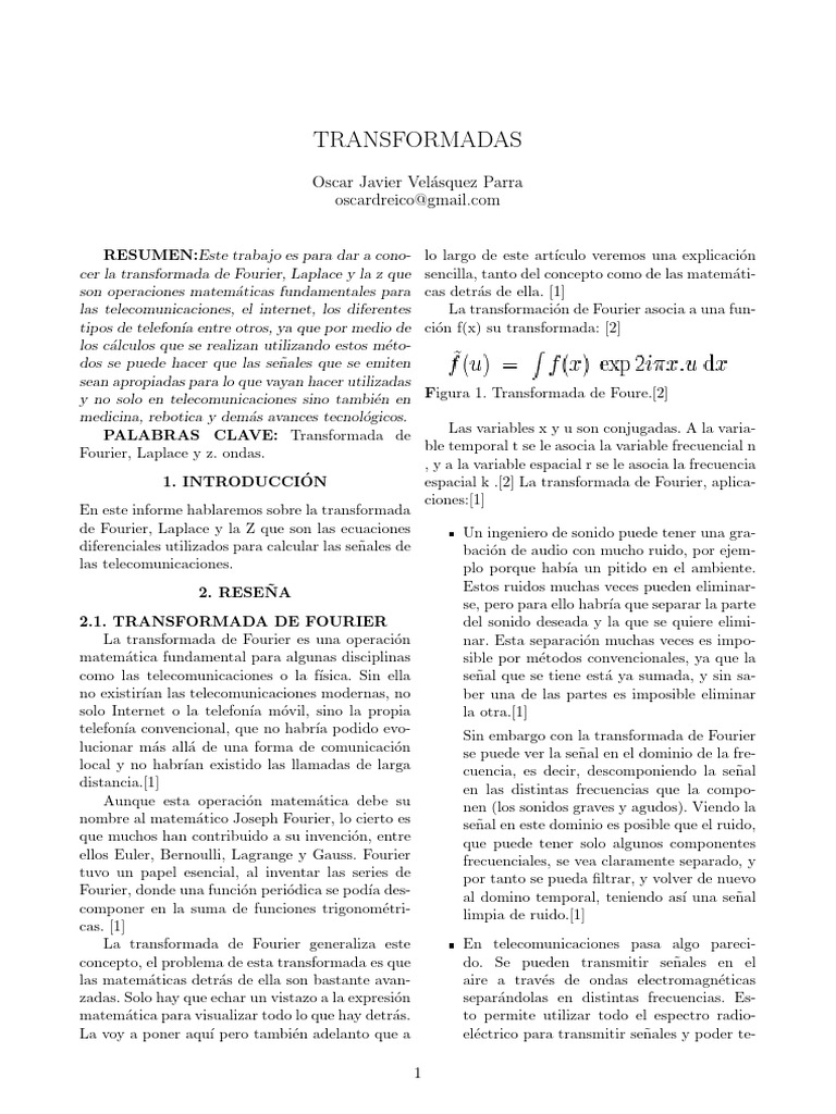 Transformadas en Telecomunicaciones | PDF