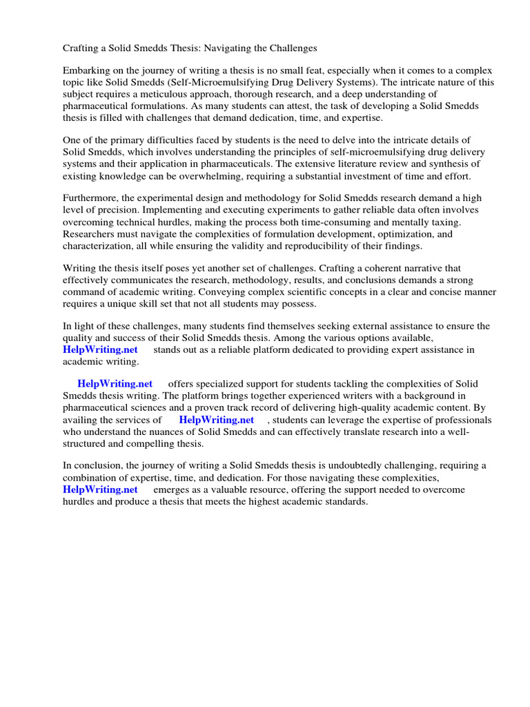 Solid Smedds Thesis | PDF | Emulsion | Pharmaceutical Formulation